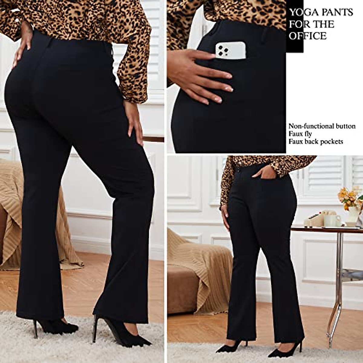 Wrinkle-Free Stretch Dress Pants Plus Size for Women Pull-on Pant Ease into Comfort Office Pant 2XL