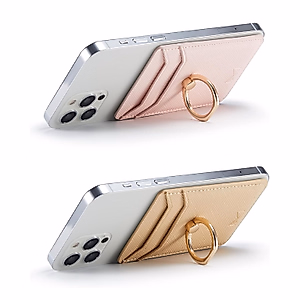 BIAJIYA Phone Card Holder RFID Leather Wallet Credit Adhesive Cell Case Stick-on Card Holder for Women and Men Back of Phone for Most of Smartphones