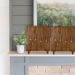 Ikee Design Set of 2 Wood Necklace Jewelry Display Stand for 8 Necklaces, Necklace Display Holder Organizer, Brown Color