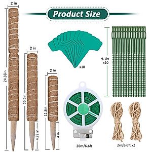 Moss Pole 90 inch 6 Pack Plant Moss Pole for Plants Monstera Pole 16.5" and 11.8", Coco Coir Totem Moss Pole for Indoor Climbing Plants Creepers to Grow Upwards,Plant Support, with Garden Ties Kit
