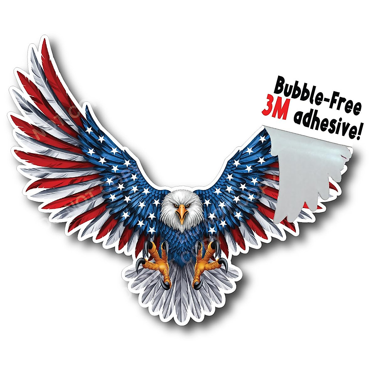 Pack of 2 Bald Eagle American Flag Sticker Decal for Car Truck Window Bumper Wall - 4" x 3.6" Safe for Vehicle Paint - American Made - Free 3M Peel and Stick Vinyl