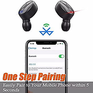 Lady house Wireless Earbuds Bluetooth 5.0 Headphones,in-Ear Earphones with 350Mah Charging Case and LED Display Built-in Mic for Sports, Workout, Gym, Dark, XG13