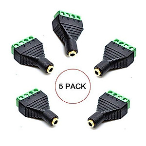 Kework 5-Pack 1/8" 3.5mm 4 Pole TRRS Stereo AV Female to 4-Screw Terminal Stereo Female Headphone AUX Balun Connector Converter Adapter (FM/FM)