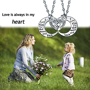 YOUFENG Gifts for Mom I Love You to the Moon and Back Mother Daughter Necklaces Pendant 2pc set Mothers Day Gifts (Mom daughter necklace set)