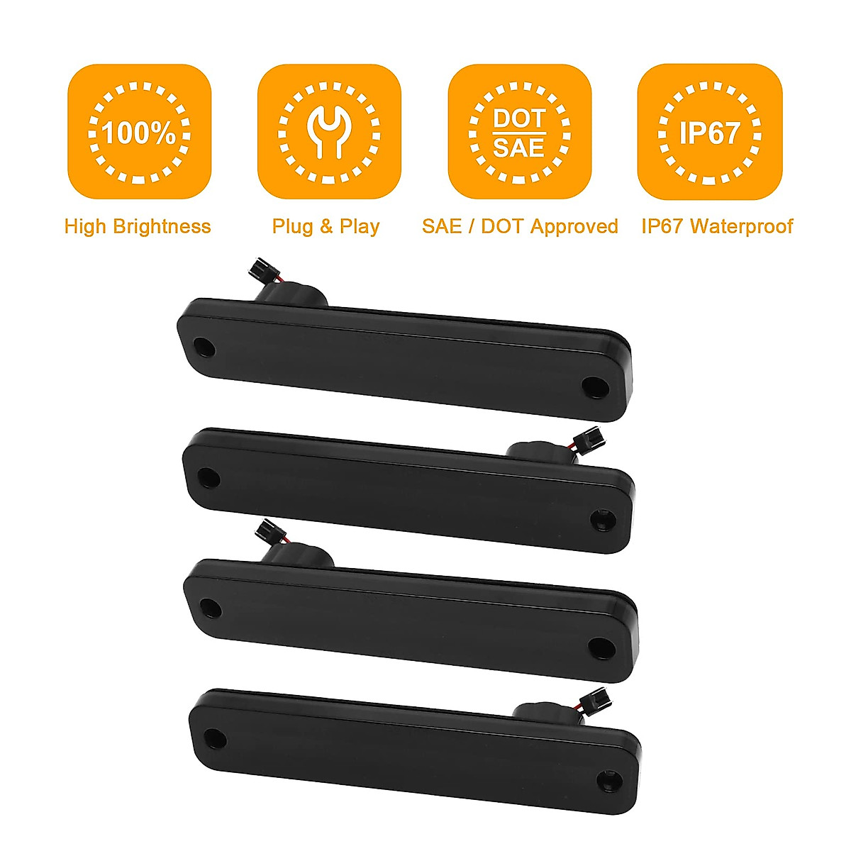 Aexploer LED Side Marker Lights Compatible with F100/150/250/350 1973-1979,for Econoline E100/150/250 1975-1991,for Bronco 1978-1979,Side Markers Lamps Lights Assembly(Smoked Lens)