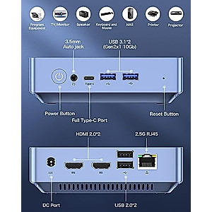 GMKtec Mini PC Windows11 Pro, AMD Ryzen 7 5800U(1.9-4.4GHz) Mini Desktop Computers, 16GB DDR4 512GB M.2 2282 PCIe SSD, Micro PC with Dual 4K@60Hz HDMI, WiFi 6E,BT5.2, Type-C for Gaming Business Home