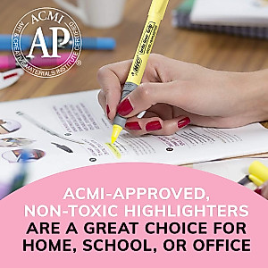 BIC Brite Liner Grip Highlighters, Chisel Tip (1.6mm), Assorted Pastel and Fluorescent, For Broad Highlighting & Fine Underlining, 12-Count