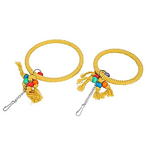 Bird Biting Toy Durable and Portable Ring Rope Swing Bird Toy, Parrot Hanging Ring, Resistance to Bite for Pet Parrot Parrotlet Budgie Cockateil Cockatoo(Yellow)