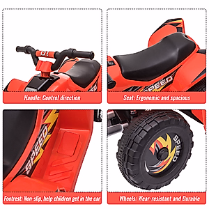 COLOR TREE Kids ATV, 6V Battery Powered Kids Electric Vehicle, 4 Wheeler Quad, 2 Speeds, Forward/Reverse Switch, Motorized Ride On Mini Vehicle Car for Toddlers Boys Girls, Ride on ATV