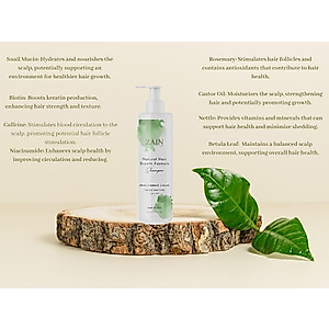 ZAIN1 Natural Hair growth Shampoo With Snail Mucin, Rosemary, Biotin, Niacinamide, Castor oil and Caffeine.(Mimosa, 8.45 oz) pH Level 5.2