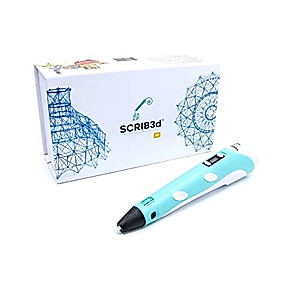SCRIB3D P1 3D Printing Pen with Display - Includes 3D Pen, 3 Starter Colors of PLA Filament, Stencil Book + Project Guide, and Charger