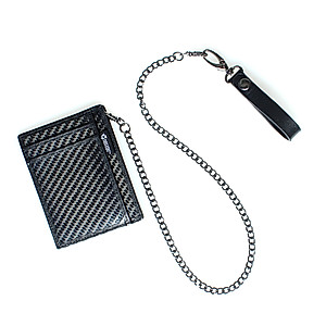 Minimalist Carbon Fiber RFID Blocking Anti-Theft Wallet w/Removable Chain