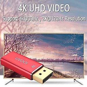 DisplayPort to HDMI Adapter, 4K UHD Uni-Directional Display Port DP to HDMI Male to Female Converter for Lenovo, HP, Dell &More