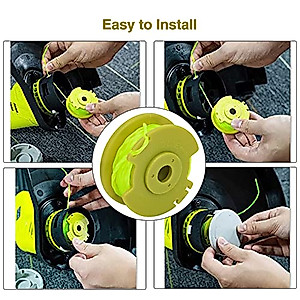 AC80RL3 String Trimmer Replacement Spool Compatible with Ryobi One Plus+ 18v 24v 40v Auto-Feed Cordless Trimmers, 11ft 0.08inch Spool Refills for Ryobi Weed Wacker String (16 Spools, 4 Caps)