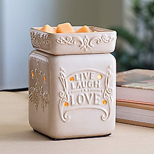 CANDLE WARMERS ETC. Illumination Fragrance Warmer- Light-Up Warmer for Warming Scented Candle Wax Melts and Tarts or to Freshen Room, Cream Live Well