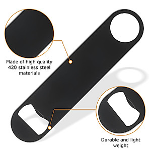 QTLCOHD 20 Pack Flat Bottle Opener 7 Inch Stainless Steel Bottle Openers Bulk Black Beer Bottle Opener Bartender Beer Bottle Opener for Kitchen Bar or Restaurant