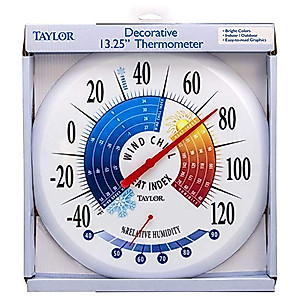 Taylor Wind Chill/Heat Index Thermometer & Hygrometer, 13.25 Inch