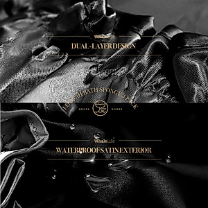 Extra Large Reusable Shower Cap for Men, Women (Black 4 Pack ) Satin Double Layer EVA Waterproof Long Hair Cap