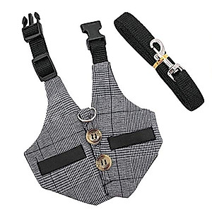 Cute Rabbit Harness and Leash for Walking，No Pull Adjustable Formal Suit Style Plaid Stripe Harness for Rabbit Kitten Chinchilla, Squirrel, Marten & Mink Small Animal（2 Pcs） (M)