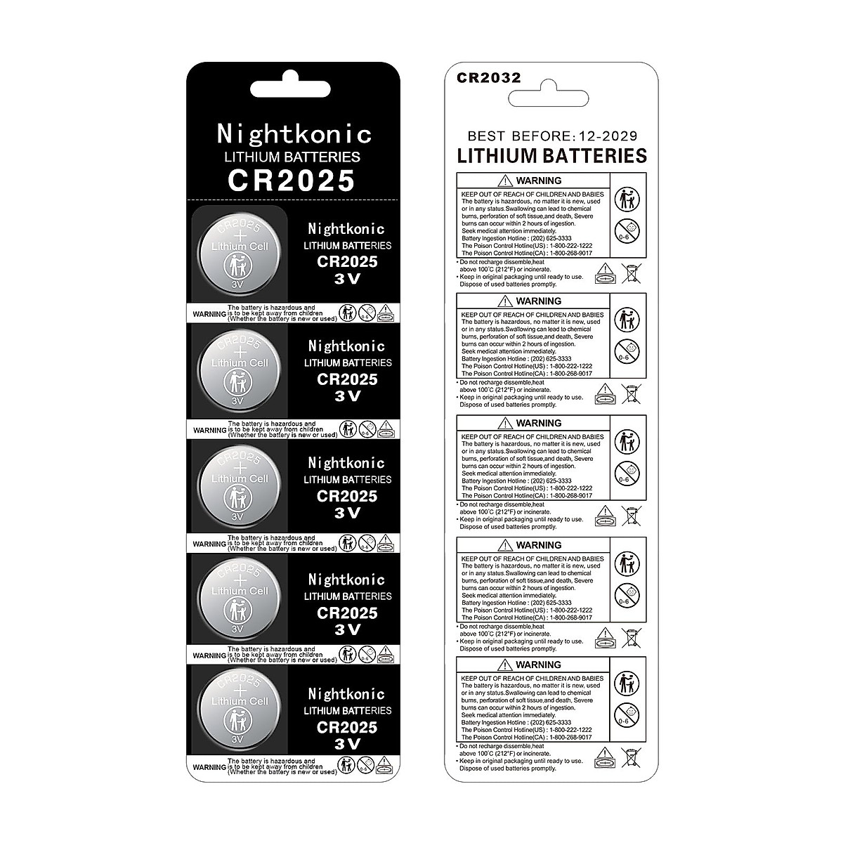 Nightkonic 40 - CR2025 Battery 3v Lithium Button Cell Coin 2025 Batteries