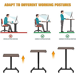 MPETAPT 28 Inch Height Adjustable Laptop Sit to Stand Desk with Wheels, Adjustable Rolling Standing Laptop Mobile Desk Cart Coffee Table