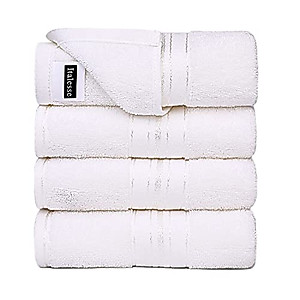 Italesse 4-Pack Hand Towels (13 x 29 inches) - 100% Cotton Hand Towels, Highly Absorbent, Odor-Free, Soft Towels for Bathrooms, Hotels, Kitchens and Spas (White)