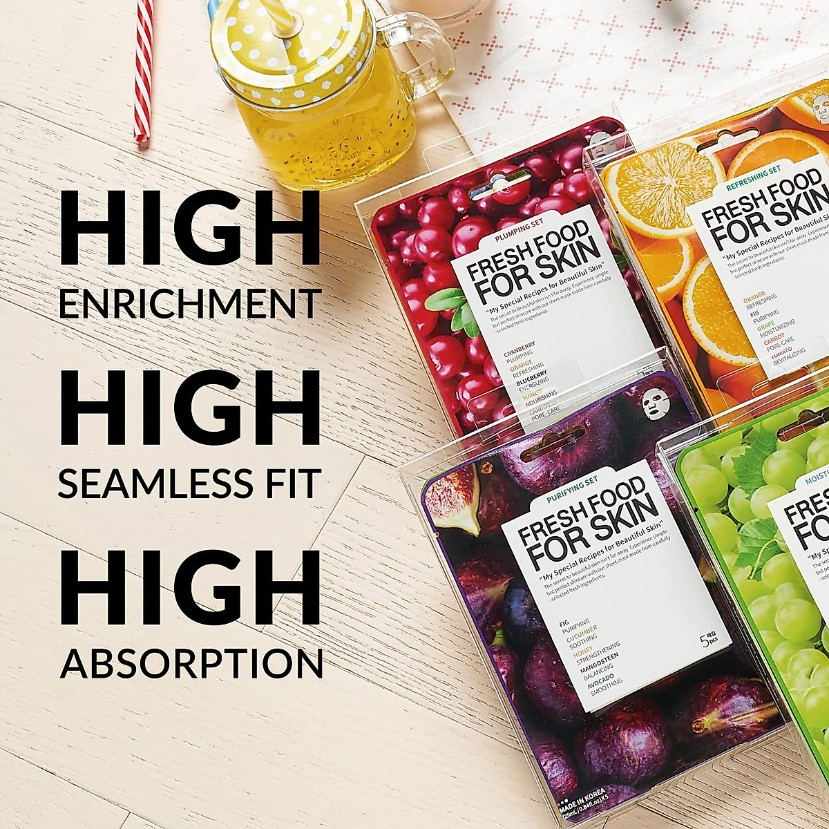 FARMSKIN Organic Face Mask, 12 pcs - Hydrating, Moisturizing, Brightening, Soothing, Cruelty-Free