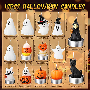 Conelist 14 Pcs Ghost Candles Halloween Candles Halloween Party Decorations Autumn Room Tabletop Decor Spooky Candles Witch Candles Pumpkin Candles Cute Wax Mini Candles Halloween Party Favor Supplies
