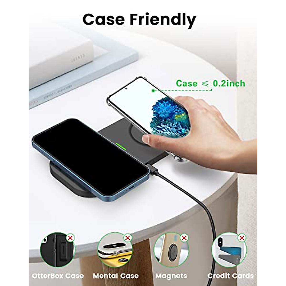 Wireless Charger - Wireless Charging Pad, 10W Max Charging Pad for Apple iPhone 14 Plus/14 Pro/13 Pro Max/Pro/Mini/12/11, Airpods 3/2/Pro, Wireless Phone Charger for Samsung S22/S21, Dual Charging Pad