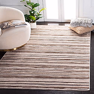 SAFAVIEH Lagoon Collection 8' x 10' Ivory / Brown LGN148B Distressed Non-Shedding Living Room Bedroom Dining Home Office Area Rug