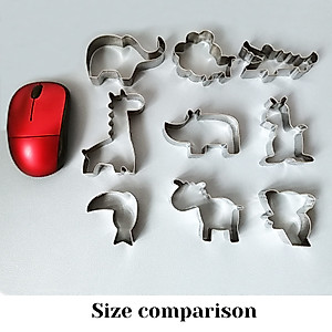 XUNMEINT Animal Cookie Cutter for Kids with Storage Box, Zebra, Giraffe, Toucan, koala, Rhinoceros, Lion, Kangaroo, Crocodile, Elephant Shapes Jungle Safari Cookie Cutters (Happy Zoo)