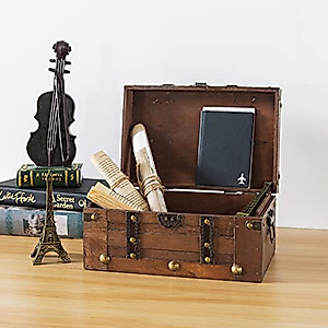 SLPR Alexander Small Wooden Storage Chest Trunk | Decorative Wood Box with Lid | 11" x 7" x 5.5"