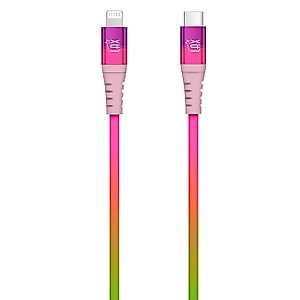 LAX Gadgets USB C to Lightning Cable - Apple MFI Certified Lightning Cable for iPhone 14/14 Plus/14 Pro/14 Pro Max, iPad, iPod - Durable Nylon Braided Fast Charging Cable - 6ft - Rainbow