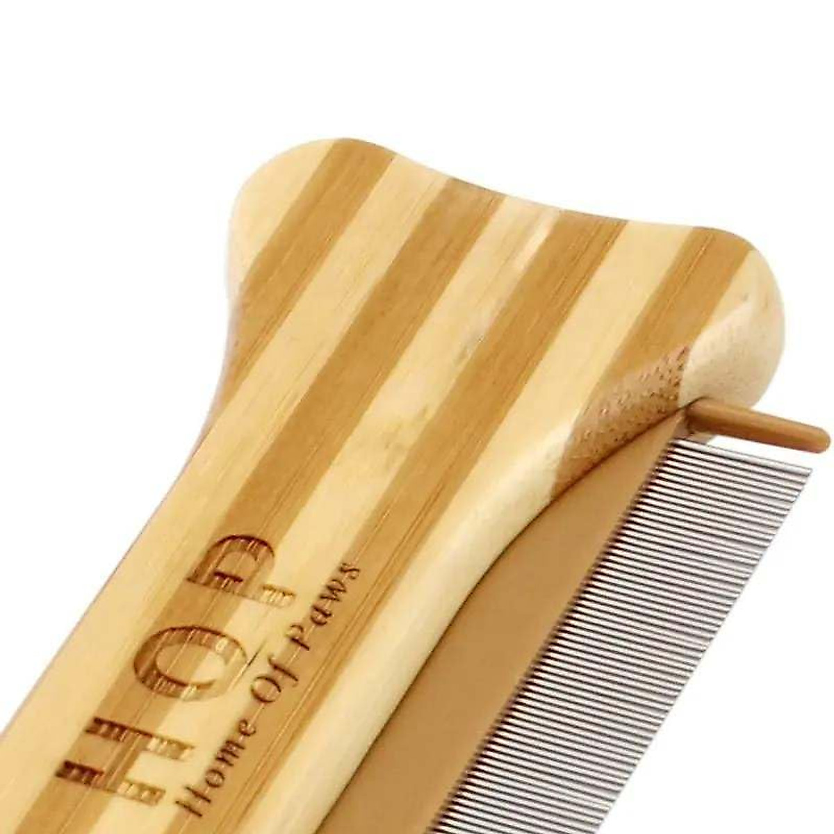 Bamboo Wooden Pet Flea CombFor Pet Cat Dog Flea Grooming Comb Stainless Steel in Bone Shape, Proven Grooming Tools for Dogs Cats and Other Animals