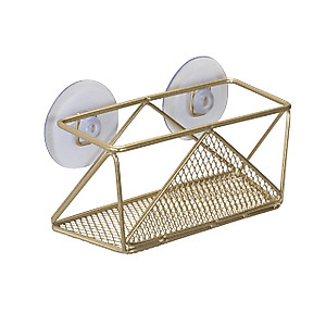 Kitchen Details Satin Gold Geode Sponge Holder | Durable Iron Construction | Suction Cup Stabilizers | Rust Resistant Finish | Kitchen Sink Accessories