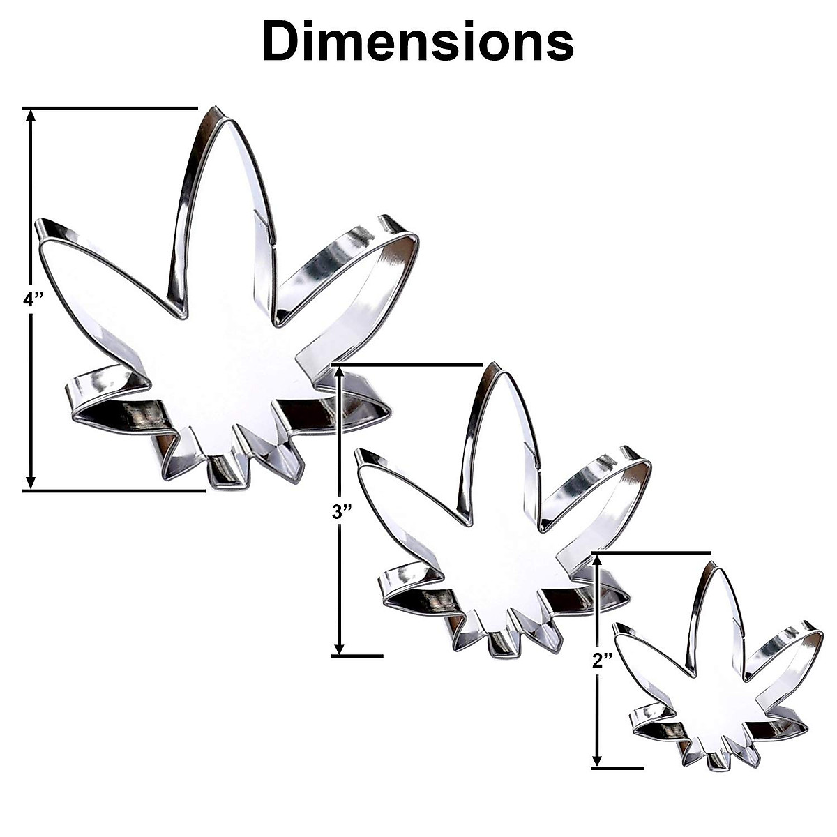 Sweet Cookie Crumbs Cookie Cutter - 3 Piece Set - Stainless Steel (Hemp Leaf)
