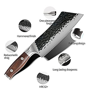Hong wong Chef Knife,Meat and Vegetable Cleaver Knife,Hand Forged Boning Knife,Full Tang Design High Carbon Steel Kitchen Knife for Home Kitchen Restaurant