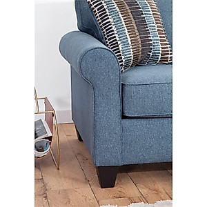 American Furniture Classics Series Model 8-020-A330V8 Loveseat with Two Abstract Chenille Pillows Love Seats, Indigo Blue