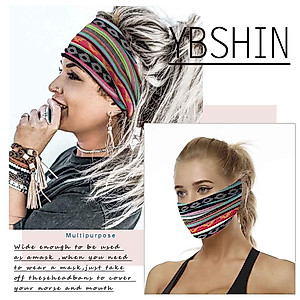 YBSHIN Boho Wide Headbands Stripe Head Wraps Knoted Hair Wears Turban Yoga Sweatbands Elastic Floral Printed Head Scarfs Stretch Cloth Hair Bands for Women and Girls 3Pcs (A)