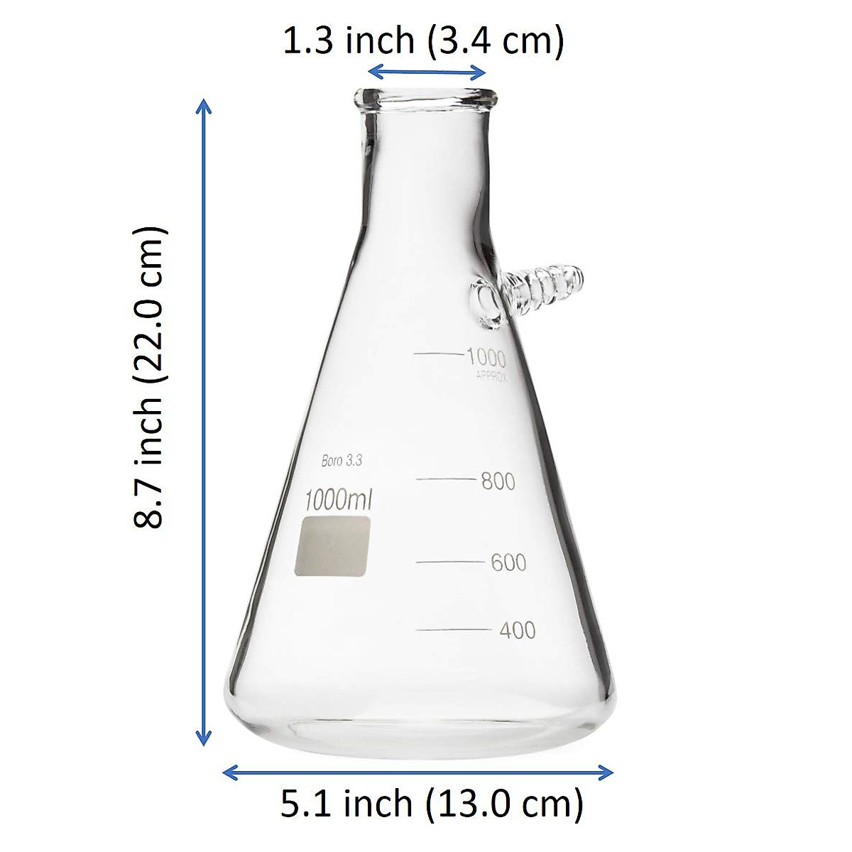 Glass Filtering Flask with Upper Tubulation, 1000ml