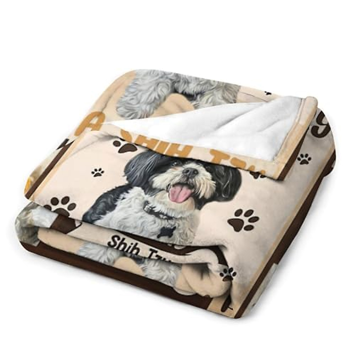 Dog Blanket Cute Shih Tzu Pet Animal Print Throw Blankets for Couch Sofa Bed Stuff Decor Lightweight Soft Cozy Fleece Plush Warm Flannel Bedding Gifts for Baby Boys Girls Kids Adults Lover 40"x50"