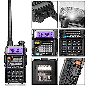 BaoFeng Radio High Power Upgraded BaoFeng UV-5R 144-148Mhz/420-450Mhz Ham Radio Handheld Two Way Radio with TIDRADIO-771 Antenna BaoFeng Walkie Talkie (5 Pack)