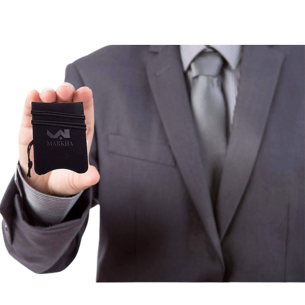 MARKHA Pocket Mirror for Men Women Unbreakable Stainless Steel Portable Mirror (Purse Mirror-(Black))