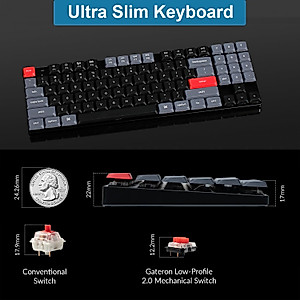 Keychron K13 Pro Ultra-Slim Wireless QMK/VIA Custom Mechanical Keyboard, Programmable Macro 80% Layout White Backlit Low Profile Gateron Brown Switch Bluetooth/USB Wired for Mac Windows Linux