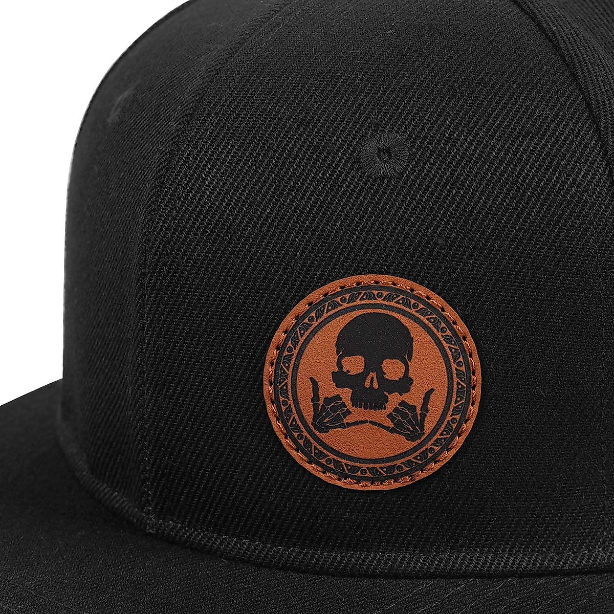 Chicken Noodles Flat Brim Hats for Men - Gothic Style Skull Hat Leather Pattern - Hip-Hop Snapback Hat Skeleton Hats for Men