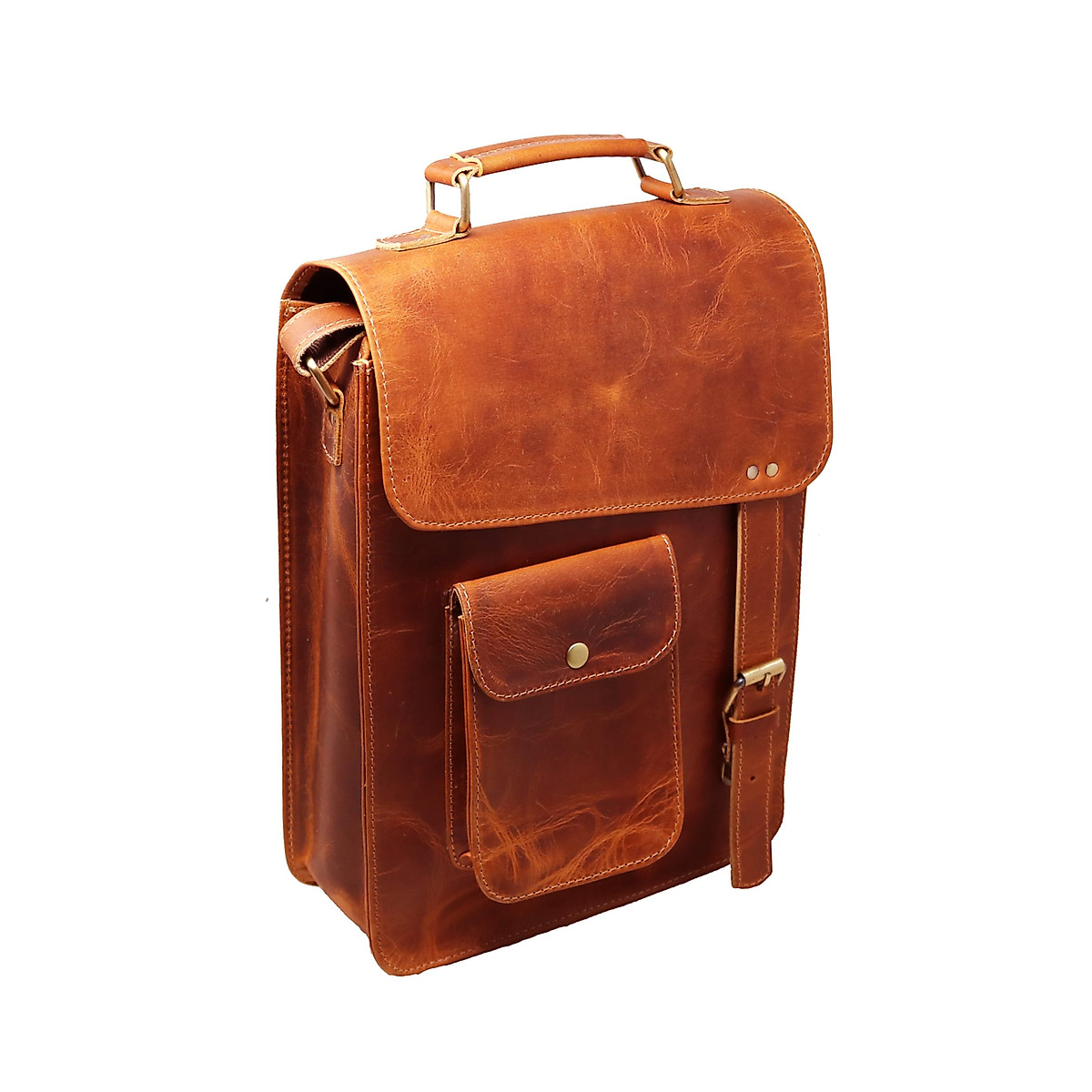 13" leather messenger bag laptop case office briefcase gift for men computer distressed shoulder bag