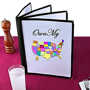 OwnMy 2PCS 8.5 x 11 Inch Menu Covers, 4 Page 8 View Transparent Restaurant Menu Covers Book with Leatherette Trim and Decorative Corners, Fit for Standard Letter Size Paper