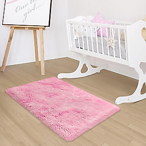 TENNOLA Small Bedside Pink Area Rug 2x3 ft Rug for Bedroom Shaggy Throw Rugs for Dorm Rug, Soft Shag Carpet for Kids Room, Plush Comfy Fluffy Bedside Rug for Home Decor Aesthetic