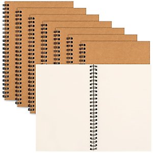 LABUK 7 Pack Blank Spiral Notebook, A5 Unlined Spiral Notebook, 100 Pages Journal Sketch Books 8.3"x 5.5" Soft Cover Kraft Diary Planner, 50 Sheets for School Travel Office (Brown)