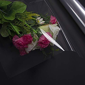 Borningfire Clear Wrap Cellophane 31.5 In x 100 Ft Folded in Half on 16" Roll, Clear Cellophane Wrapping Paper for Gift Baskets Arts Crafts Flowers Treats Christmas Holiday Party Decorations